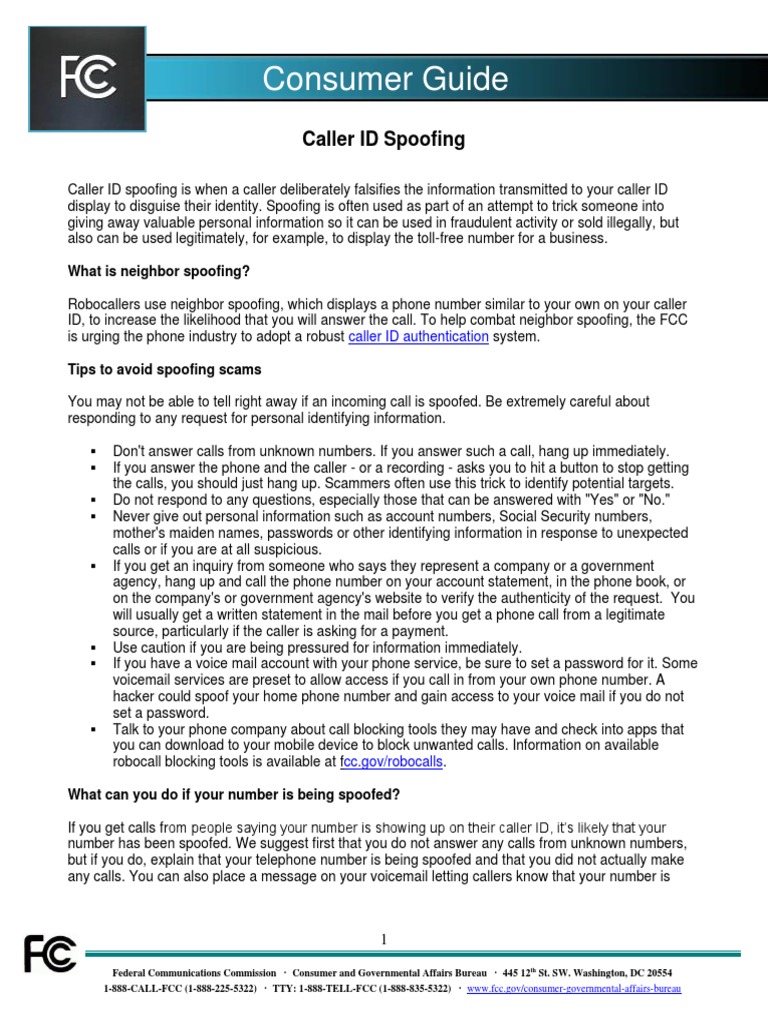 Understanding Caller ID Spoofing | PDF | Federal Communications ...