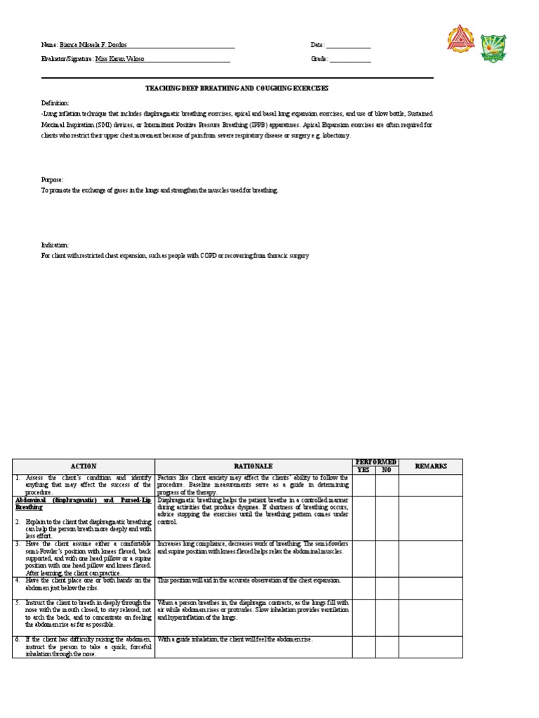 1-Deep Breathing and Cough Exercises - Dosdos | PDF | Breathing | Exhalation