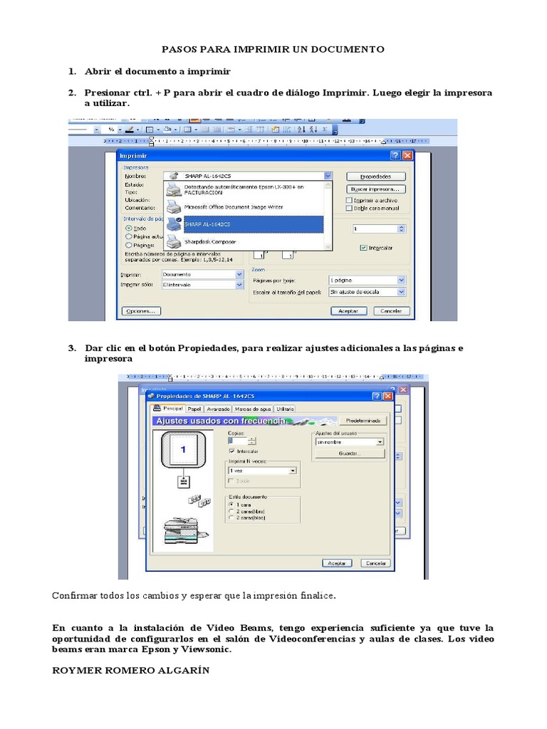 Pasos para Imprimir Un Documento | PDF