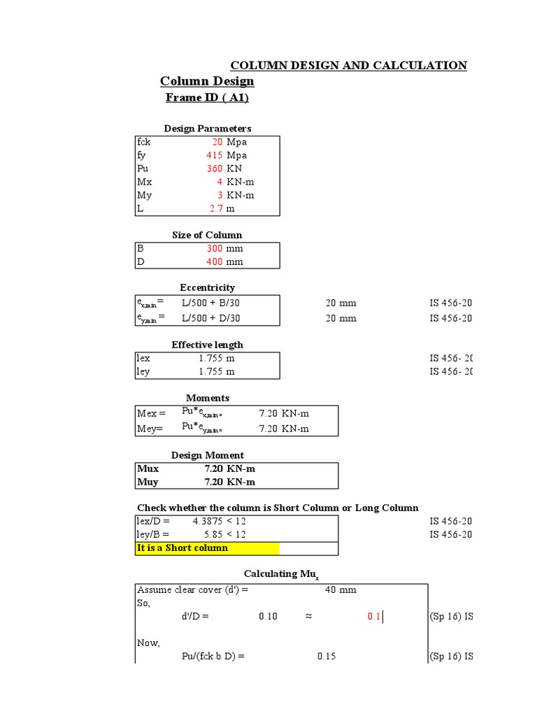Column Calculation | PDF | Building Materials | Design