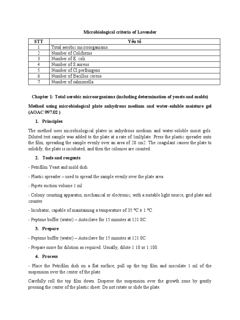 Lavenders Microbiological Assessment Method | PDF | Microbiology ...