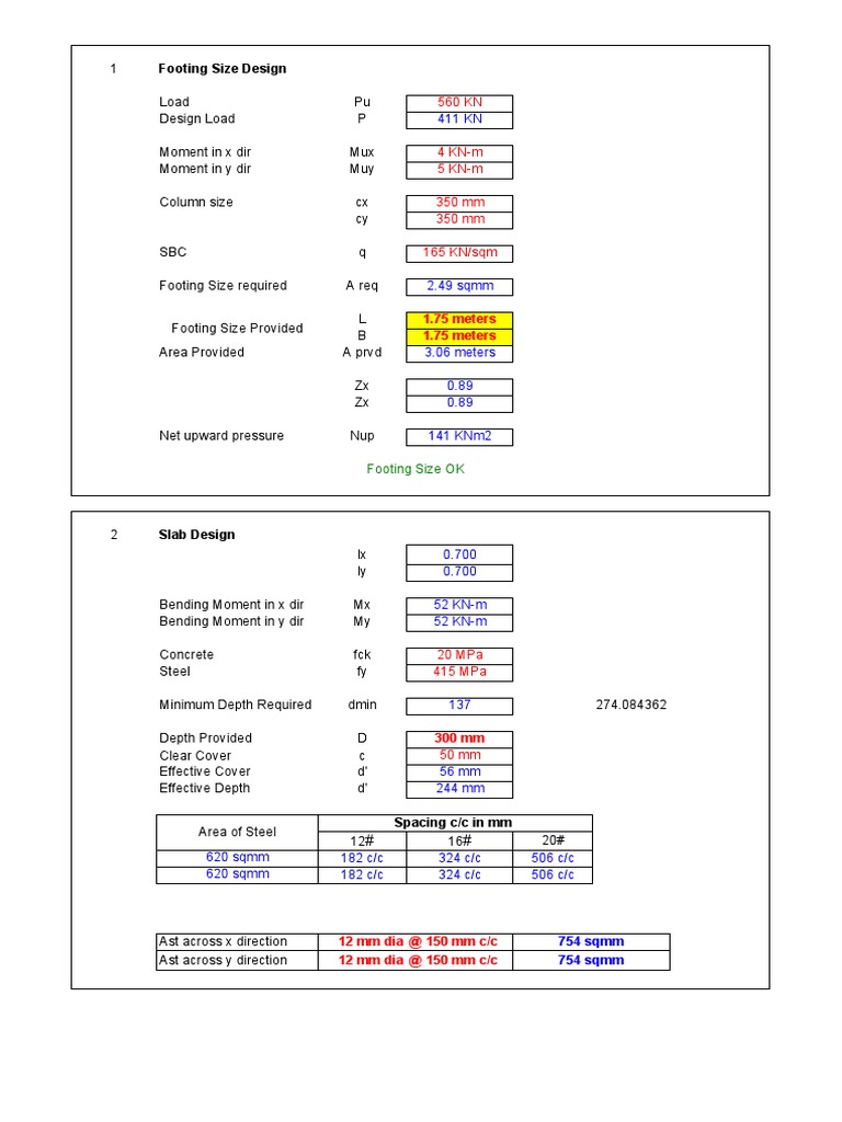 Isolated Footing Design Calculations | PDF | Civil Engineering ...