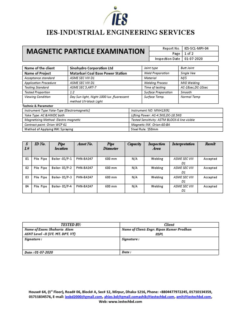 Magnetic Particle Examination: Ies-Industrial Engineering Services ...