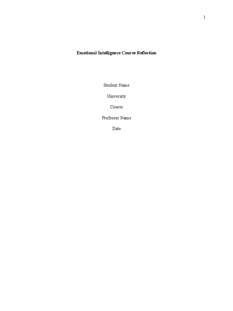 Emotional Inteeligence Reflection | PDF | Emotional Intelligence ...