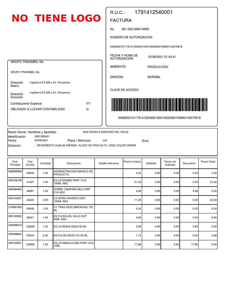 Factura | PDF | Contabilidad | Documentos empresariales
