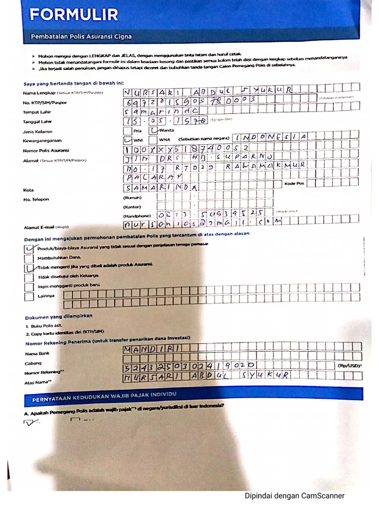 Pembatalan Polis Asuransi | PDF