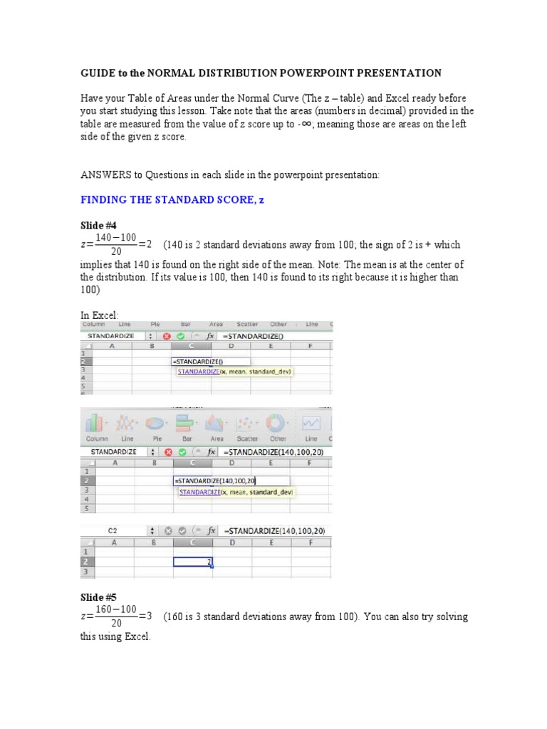 How To Compute Normal Distribution Problems Using Excel Pdf Standard Score Normal Distribution
