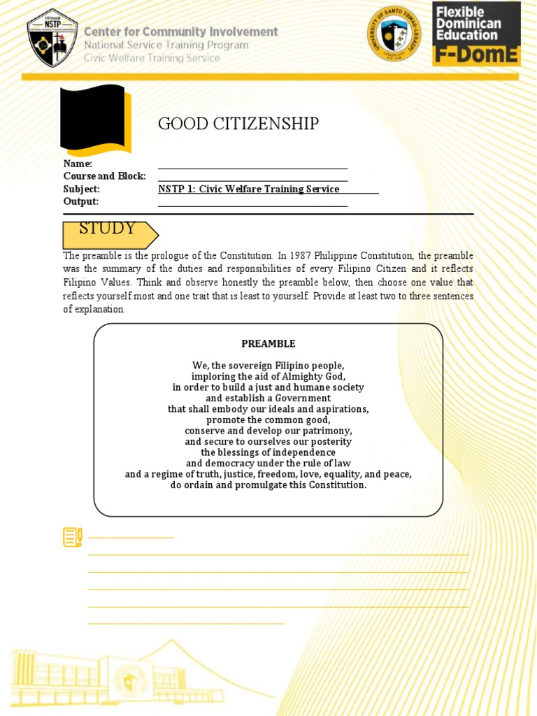 Answer Sheet - NSTP - Module 3-Good Citizenship | PDF | Citizenship ...