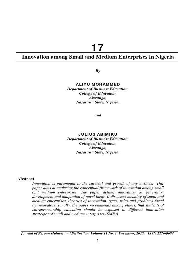 Aliyu Mohammed 17 | PDF | Entrepreneurship | Innovation