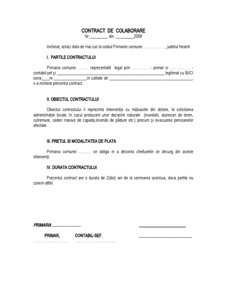 Model Contract de Colaborare | PDF