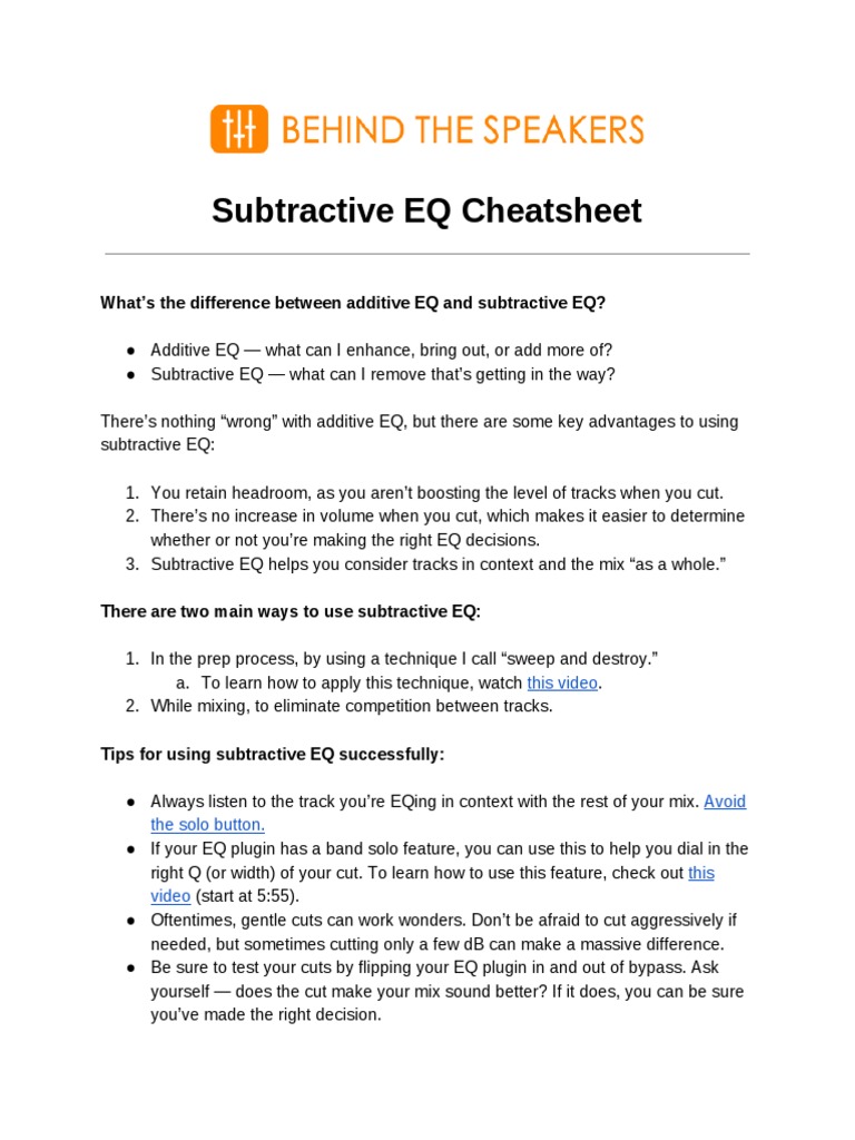 Subtractive Eq Cheatsheet What S The Difference Between Additive Eq