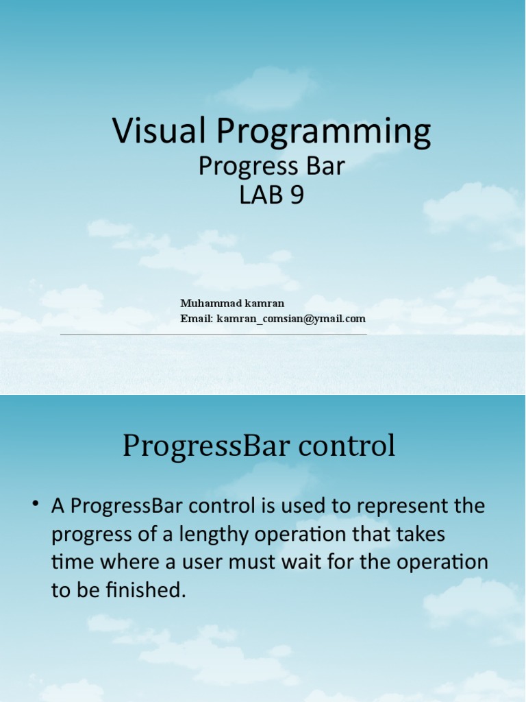 Visual Programming: Progress Bar Lab 9 | PDF