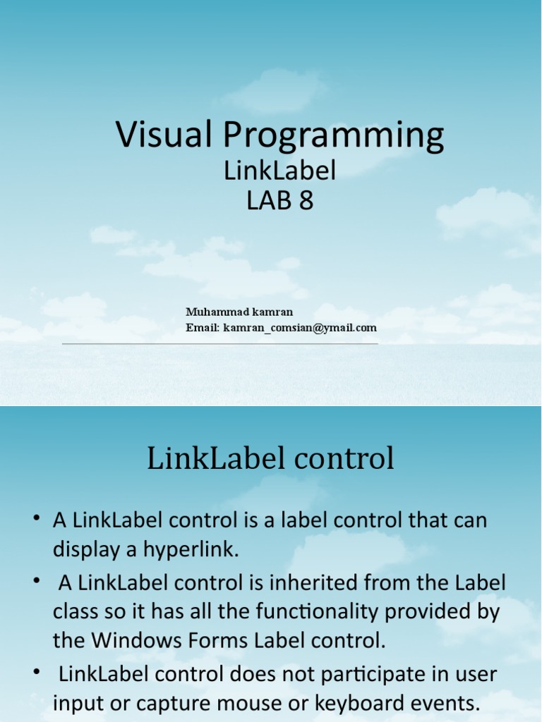 Visual Programming: Linklabel Lab 8 | Download Free PDF | Hyperlink | Color