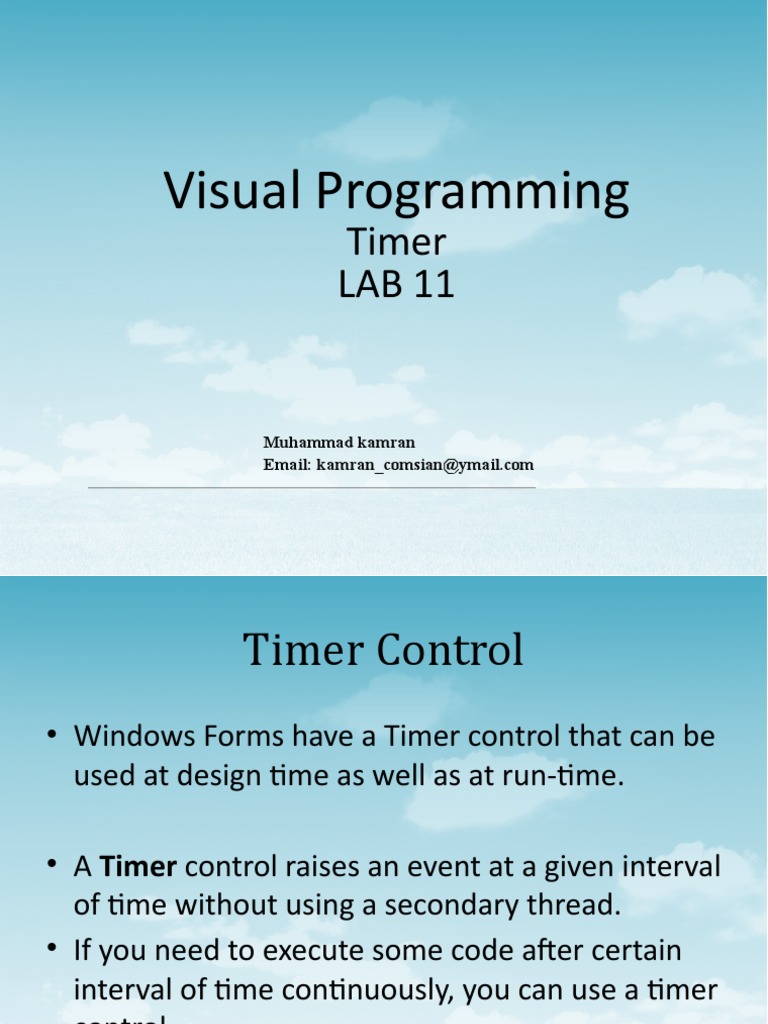 Visual Programming: Timer LAB 11 | Download Free PDF | Software Engineering | System Software