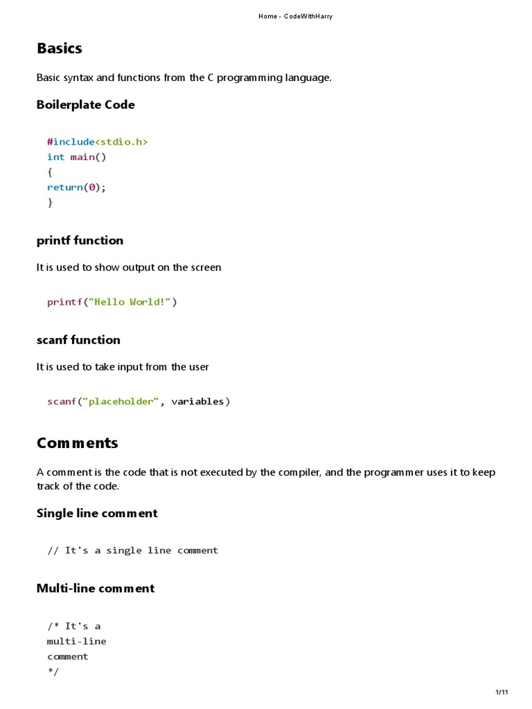 C Cheatsheet CodeWithHarry PDF | PDF | Control Flow | Pointer (Computer ... C Cheatsheet CodeWithHarry PDF | PDF | Control Flow | Pointer (Computer ...