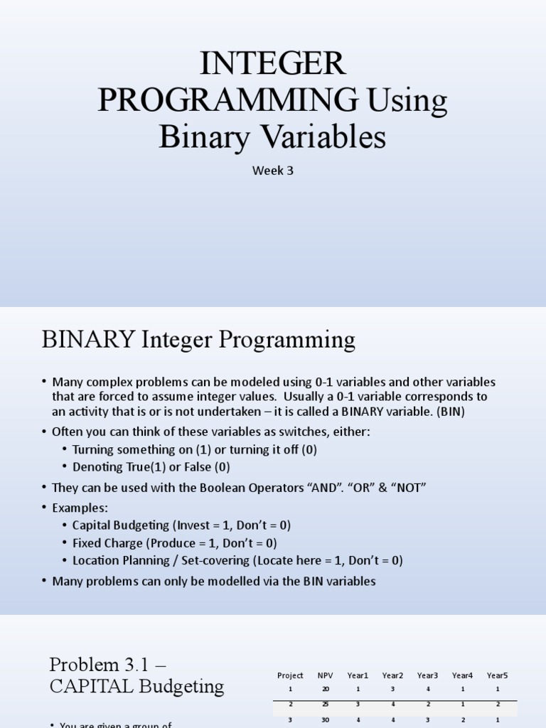 03 Binary Variables - Handout | PDF | Capital Budgeting | Economies