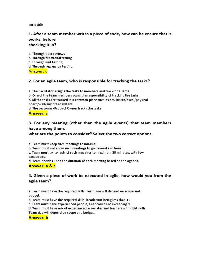 Answer: C | PDF | Scrum (Software Development) | Computing