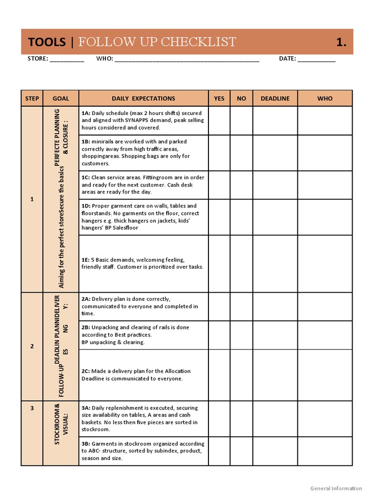 Follow Up Checklist: Tools - 1 | PDF | Business Process | Business