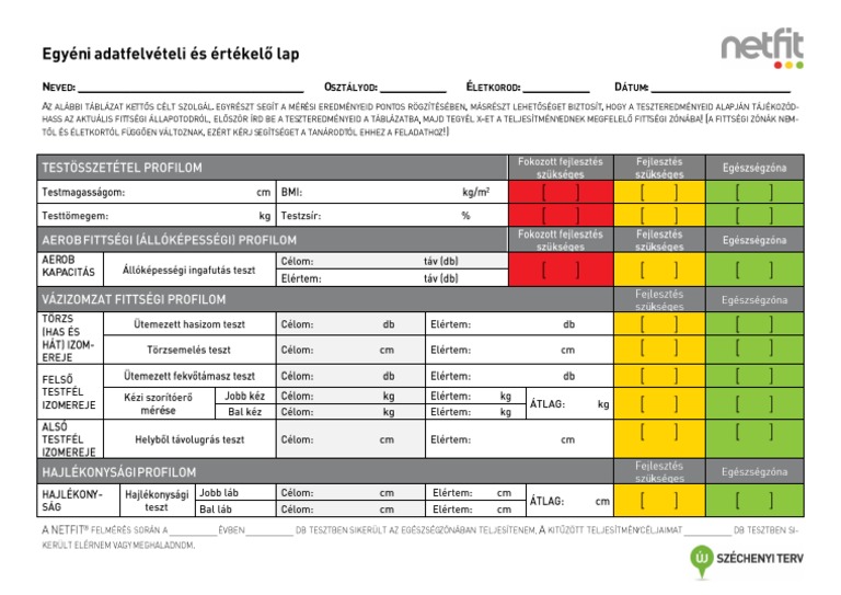 NETFIT Egyéni Értékelő Lap | PDF