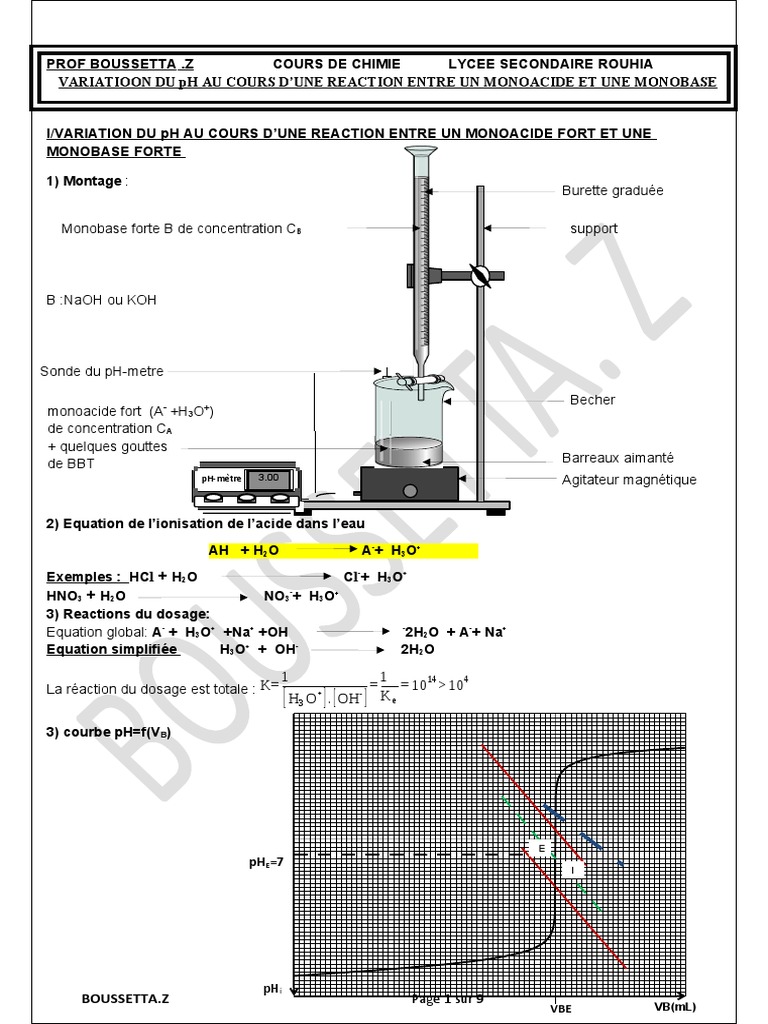 Cours Dosage Acide Base | PDF | Ph | Acide