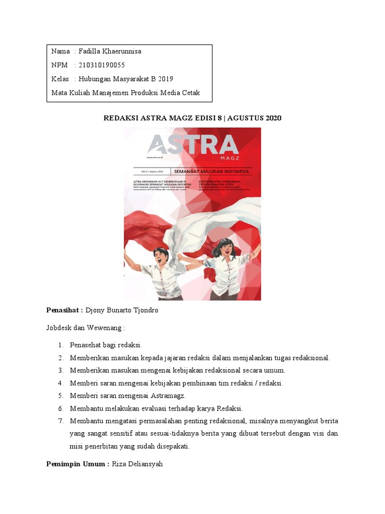 Susunan Redaksi Dan Jobdesk | PDF