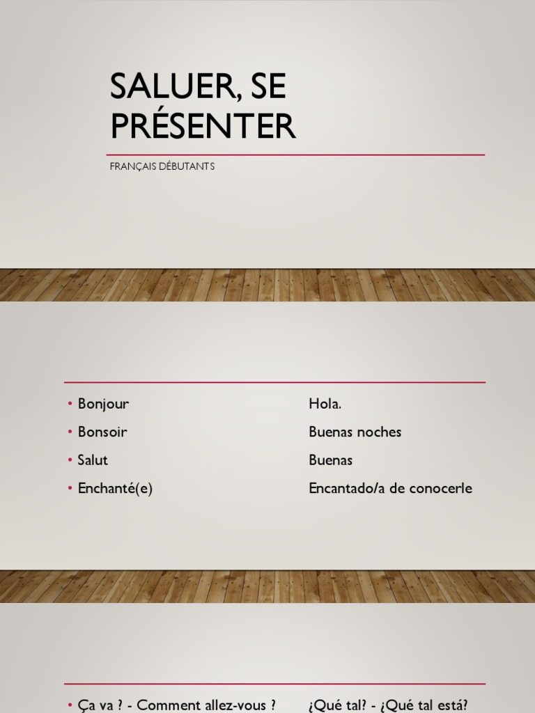 Salutations et Présentations en Français | PDF