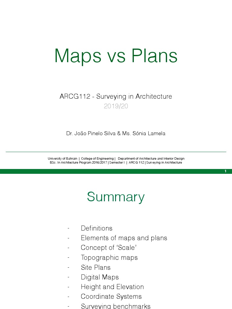Maps Vs Plans: ARCG112 - Surveying in Architecture | PDF | Foot (Unit ...