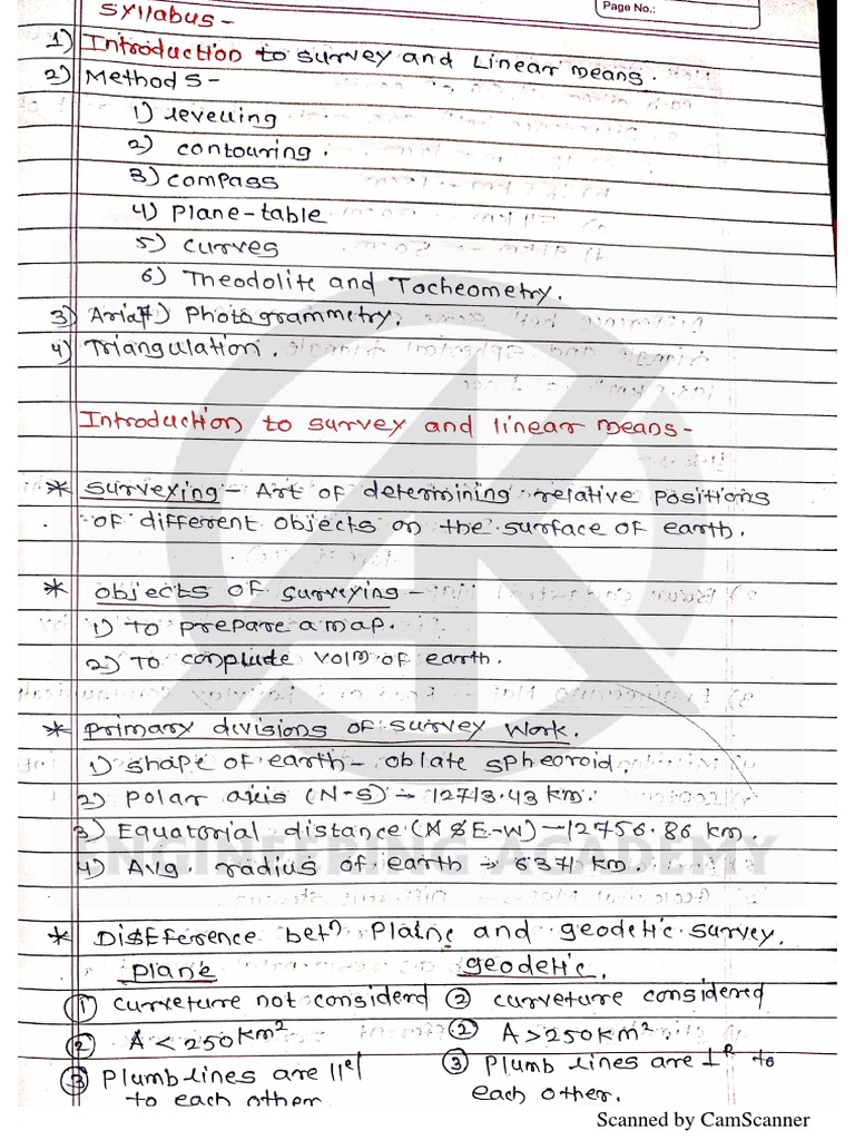 Surveying Handwritten Notes | PDF Surveying Handwritten Notes | PDF