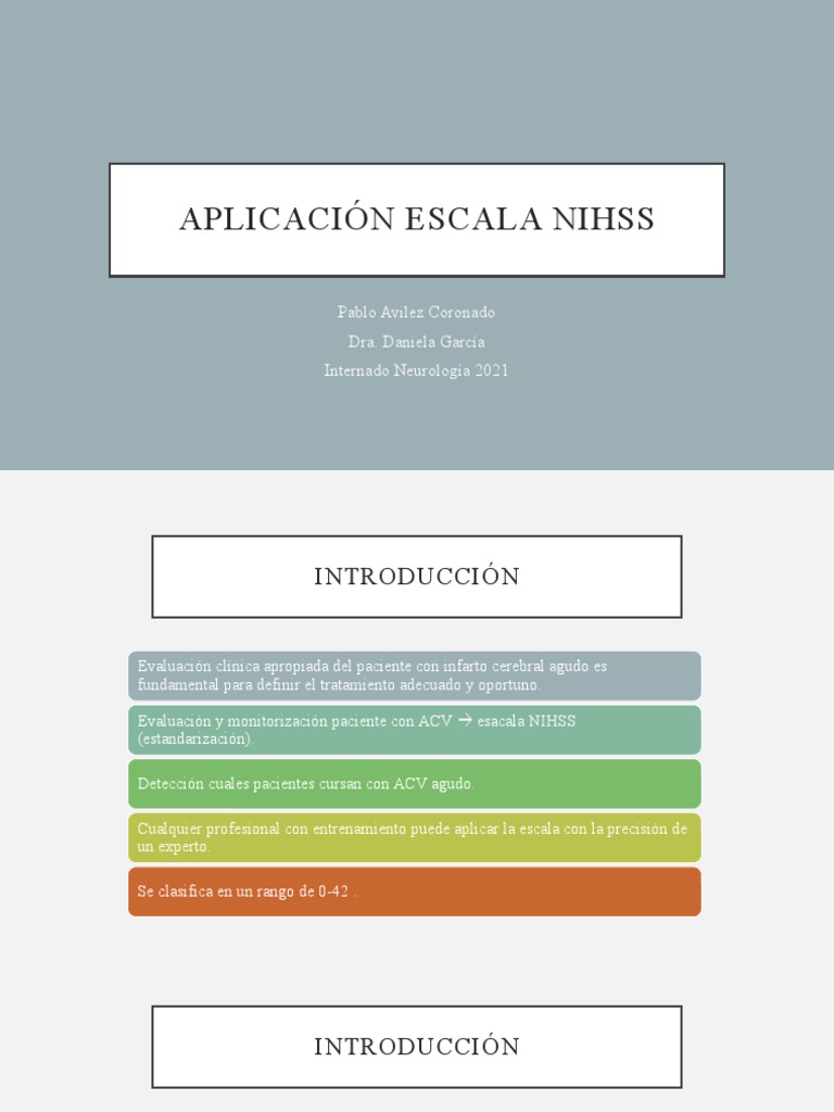 Guía de Aplicación de la Escala NIHSS | PDF | Afasia | Carrera