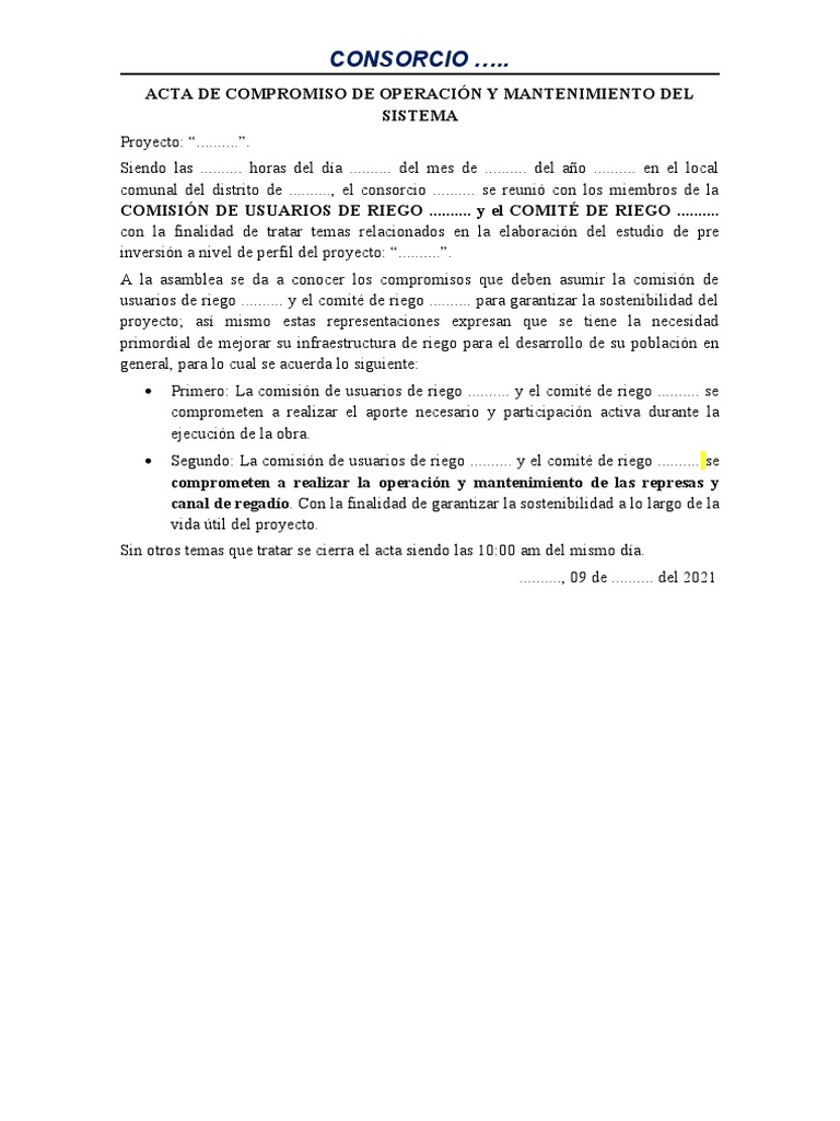 Modelo De Propuesta De Riego