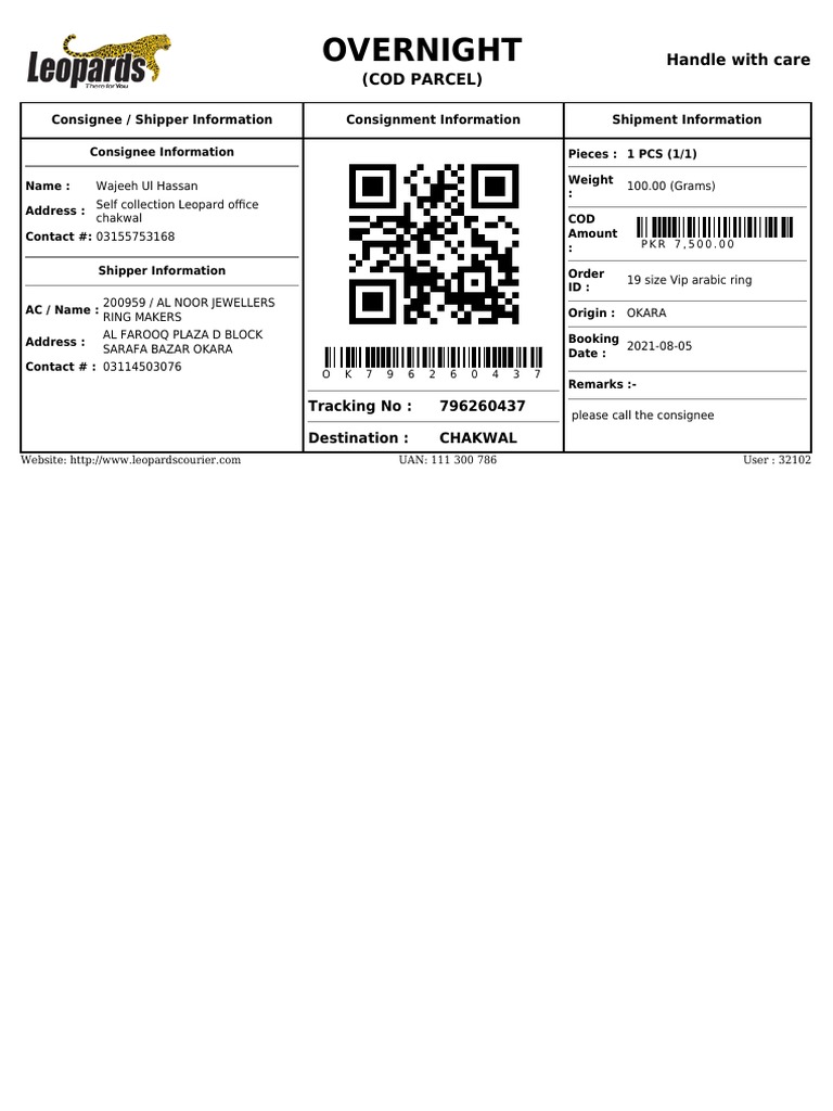 Overnight: (Cod Parcel) Handle With Care | PDF