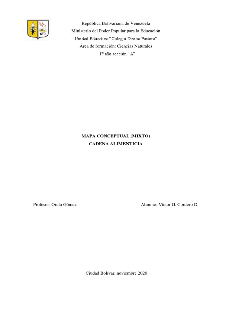 Mapa Conceptual Mixto Cadena Alimentaria | PDF