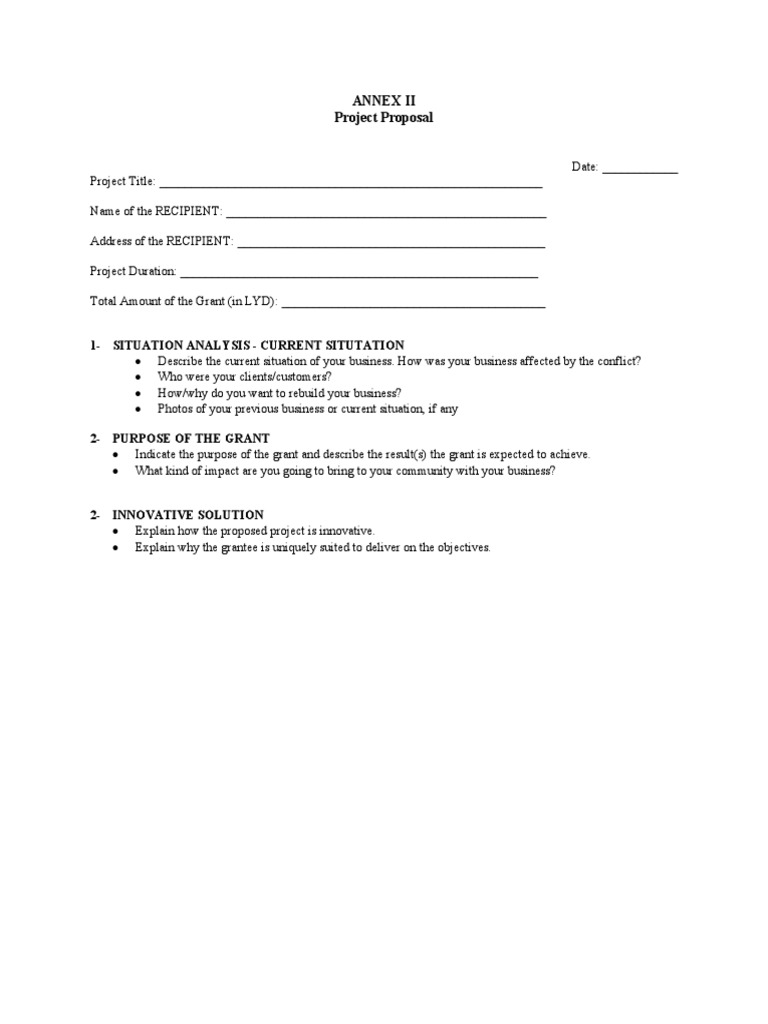 Annex Ii Project Proposal: 1-Situation Analysis - Current Situtation ...