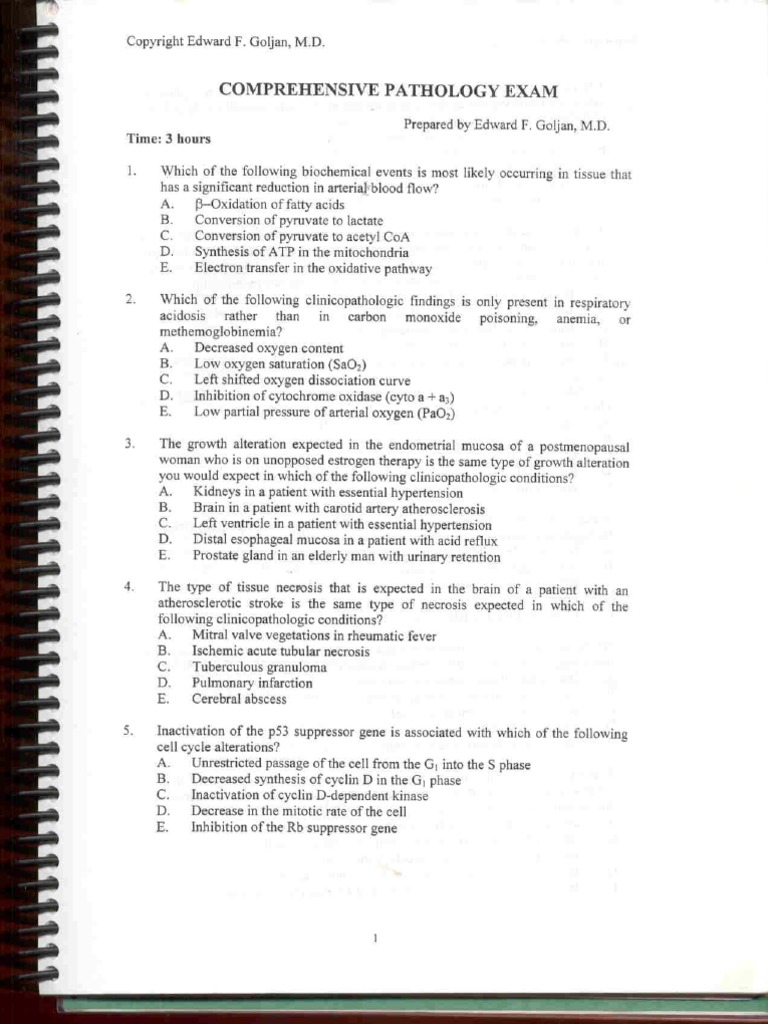 Comprehensive Pathology Exam | PDF