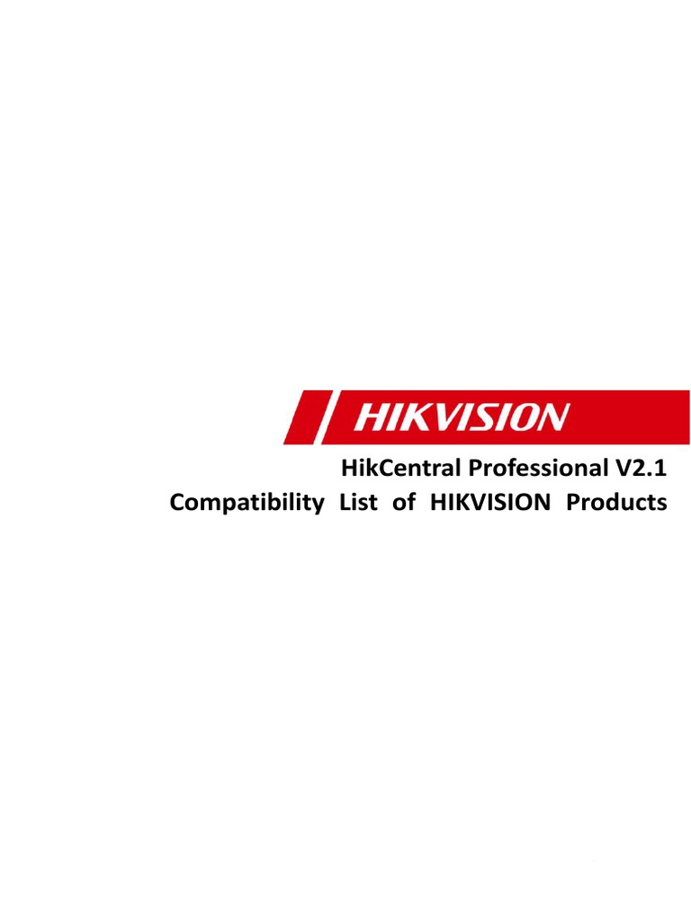 HikCentral Professional V2.1 Compatibility List of HIKVISION Products ...