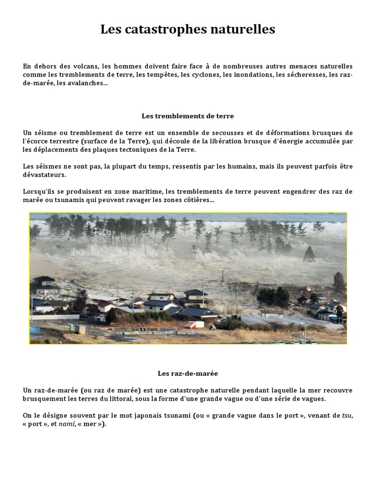 Comprendre les catastrophes naturelles | PDF | Catastrophes naturelles ...
