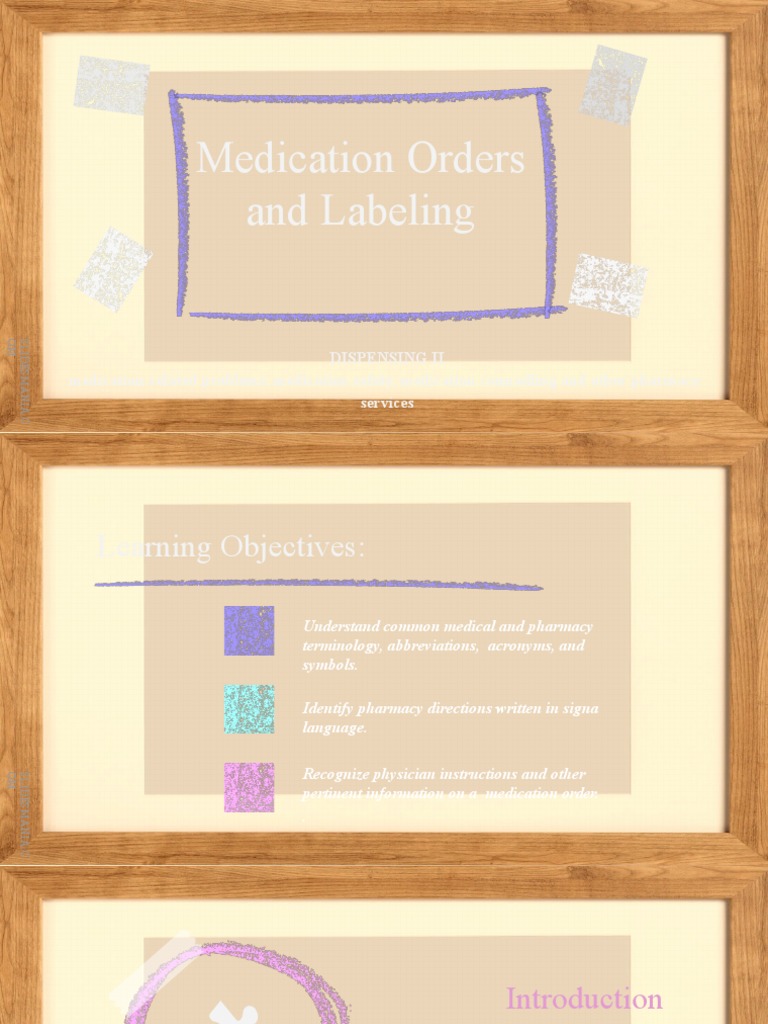 LESSON 2 Medication Orders and Labeling | PDF | Pharmacy | Medical ...