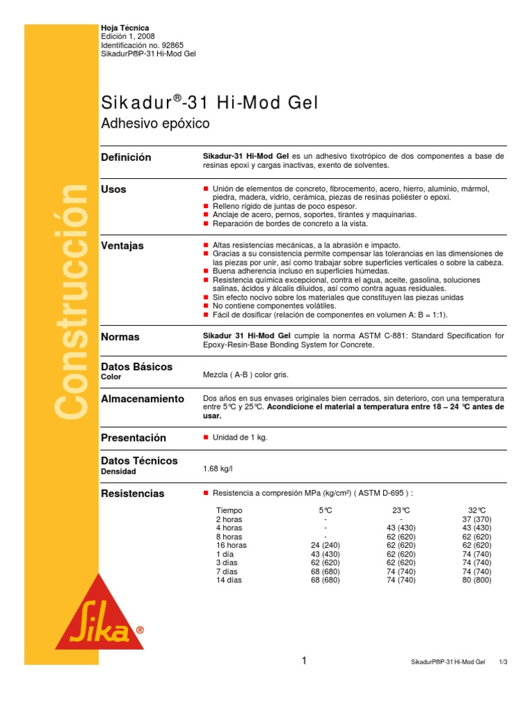 Sikadur 31 Hi Mod Gel 09 | PDF