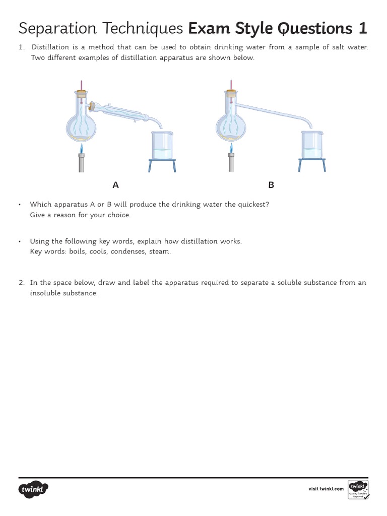 Separation Techniques Exam Style Questions 1 | PDF
