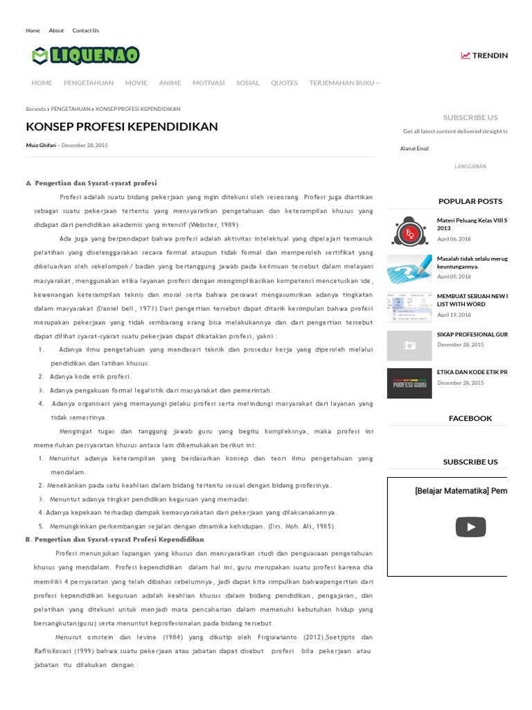 Konsep Profesi Kependidikan Guru | PDF