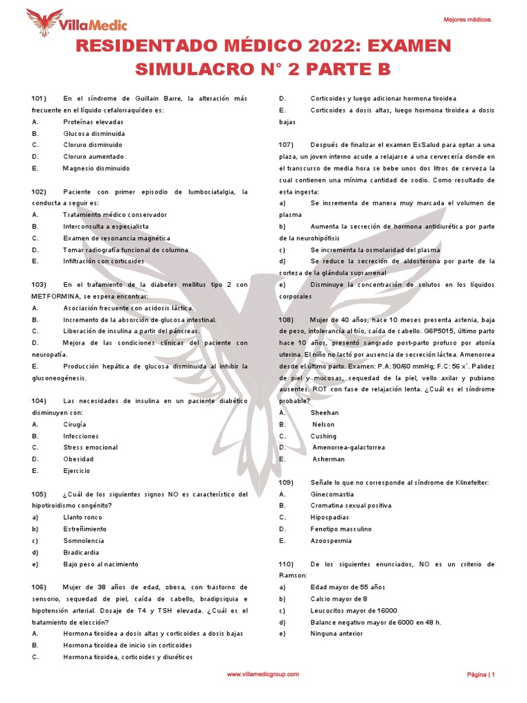 RM 2022 - Examen Simulacro 2 B | PDF | Medicina | Enfermedades y trastornos