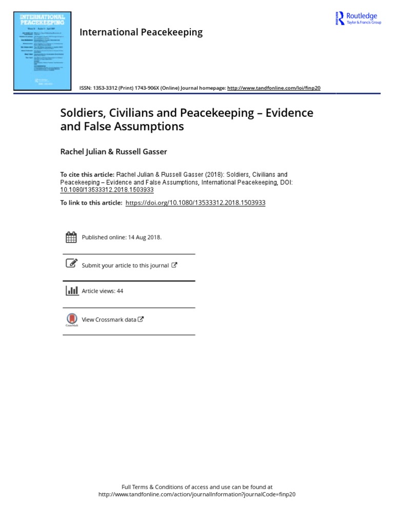 Soldiers Civilians Peacekeeping | PDF | Peacekeeping | Peacebuilding