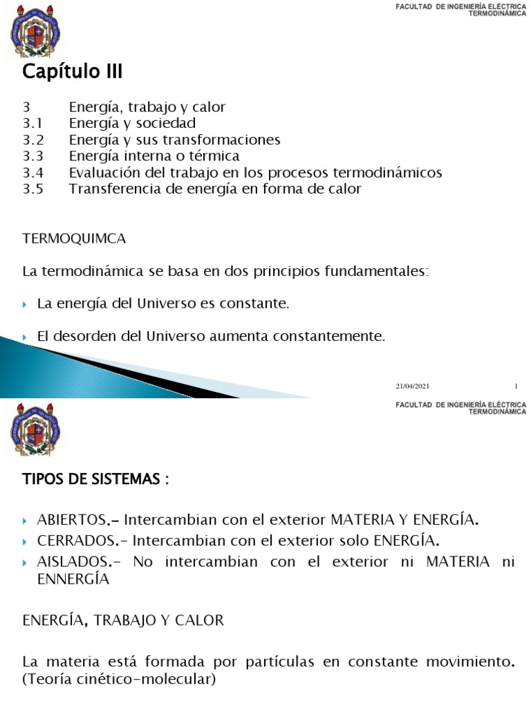 Capítulo 3 - Energia, Trabajo y Calor | PDF | Conduccion termica | Calor