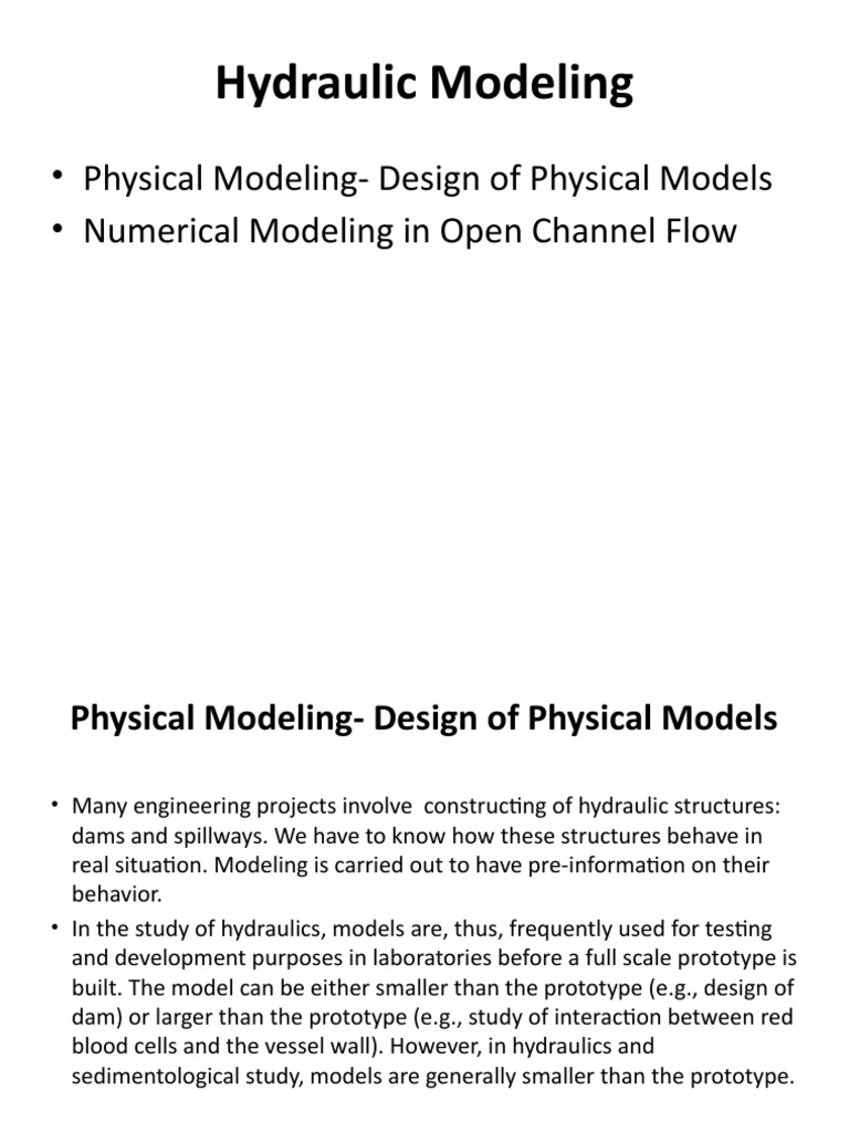 Hydraulic Modeling: - Physical Modeling-Design of Physical Models ...
