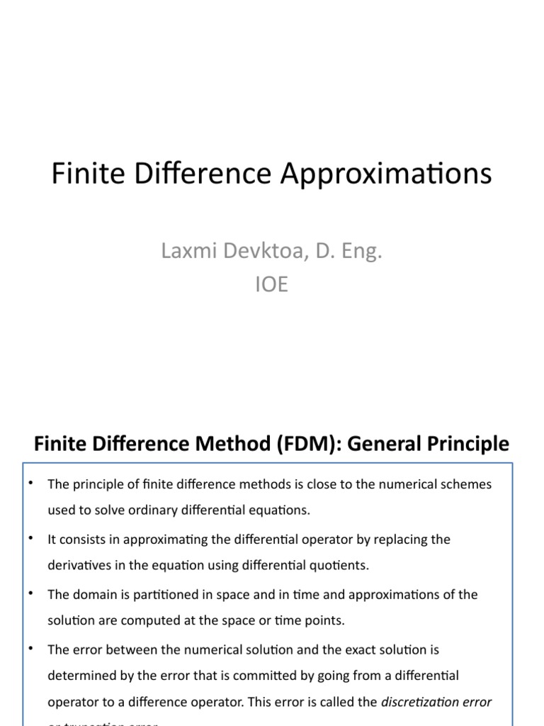 Finite Difference Approximations Pdf Finite Difference Mathematical Relations