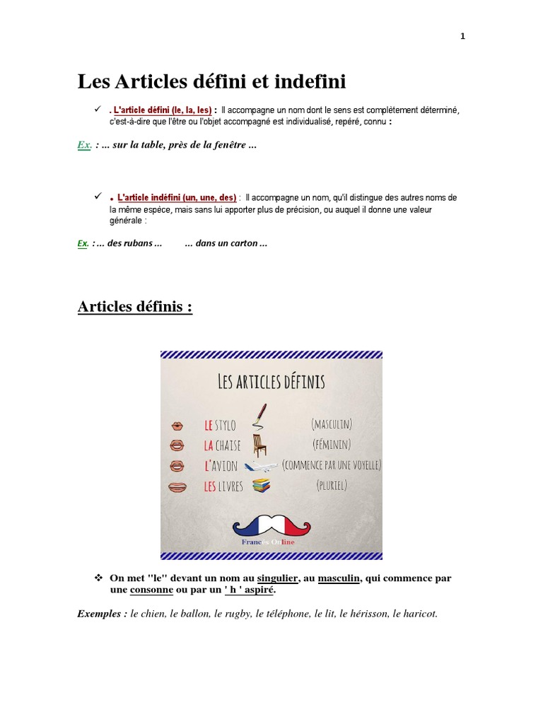 Quelle Est La Différence Entre Un Article Défini Et Un Article Indéfini ...