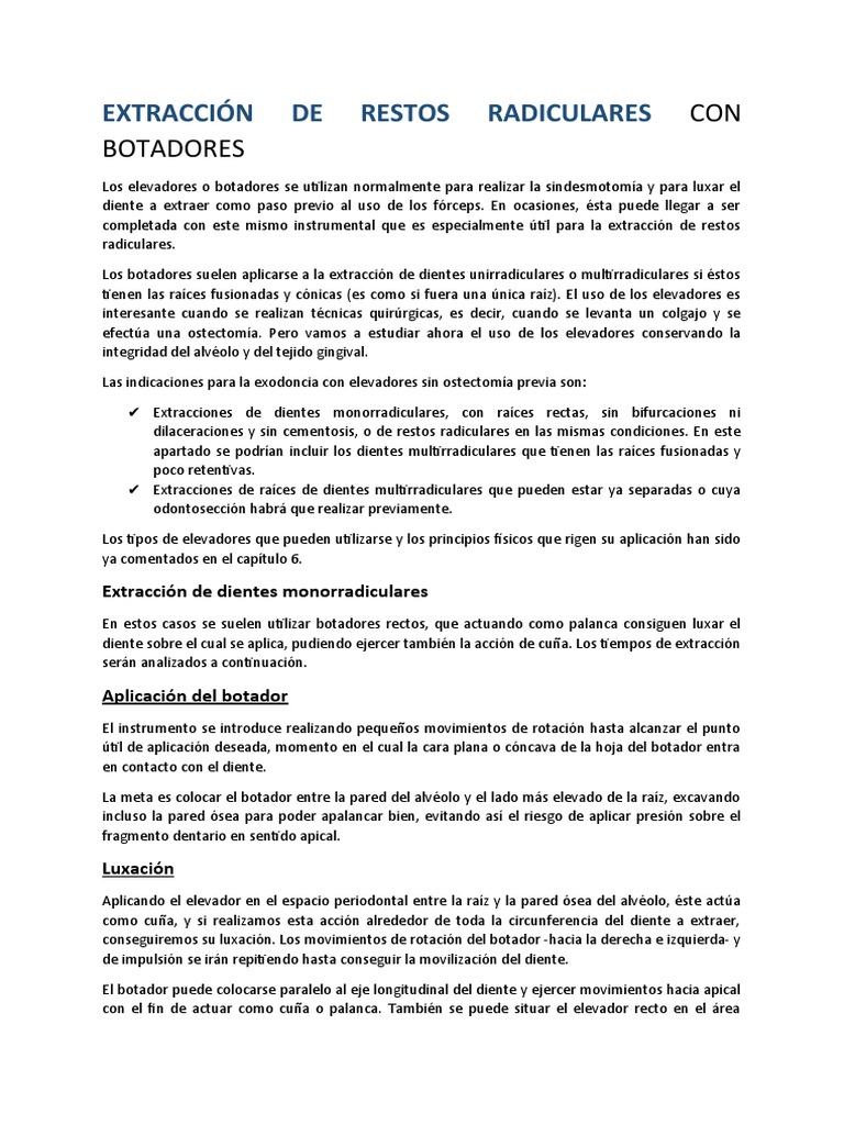 Extracción de Restos Radiculares Con Botadores | PDF
