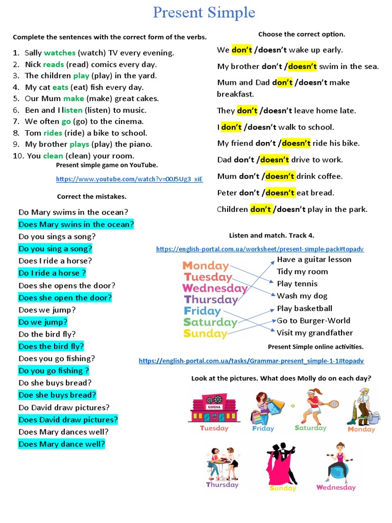 Present Simple Verbs Game | PDF