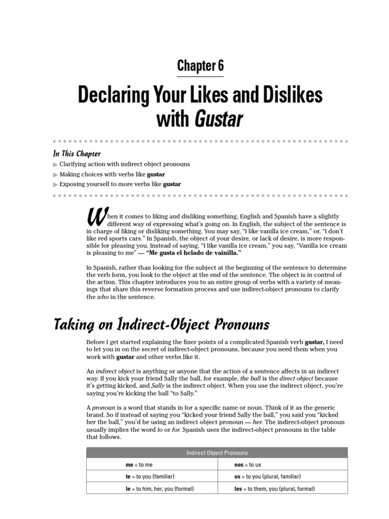 Declaring Your Likes and Dislikes With Gustar: Taking On Indirect ...