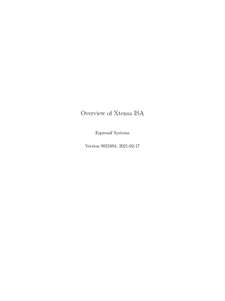 Overview of Xtensa ISA: Espressif Systems | PDF | Central Processing ...